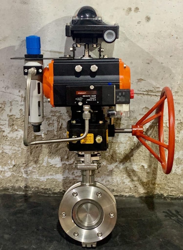Pneumatic Double Eccentric Off Set Disc Double Flange Butterfly Valve ...